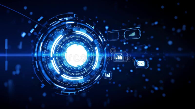 Rotating Digital HUD Interface with Data Icons – Seamless Loop Stock ...