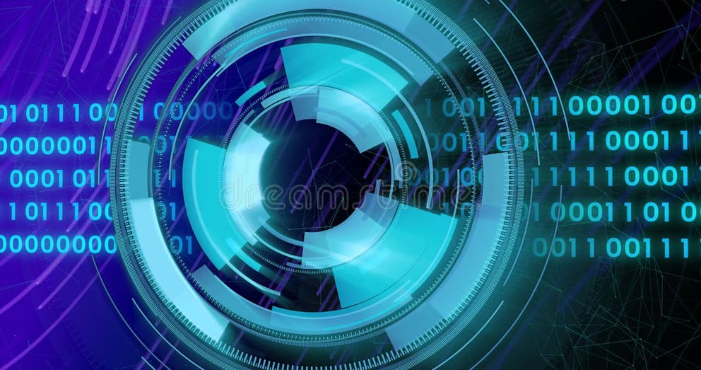 Rotating Digital Interface with Binary Coding and Geometric Shapes, Futuristic Image Stock ...