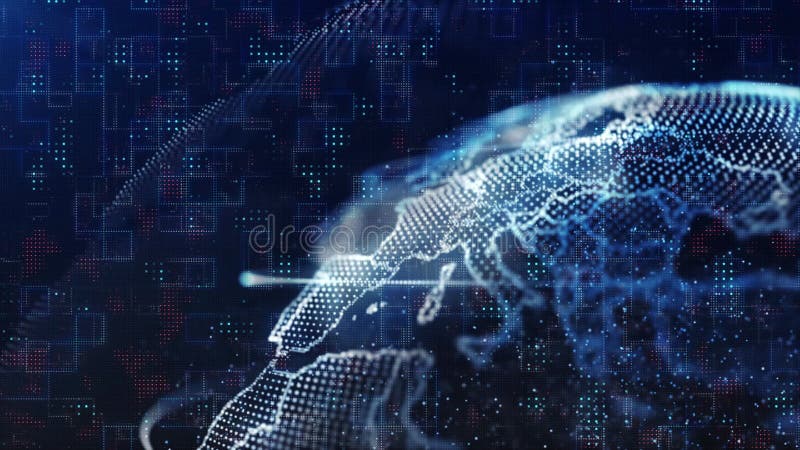 Rotating Digital Planet Earth with Network Connections and Data Flow ...