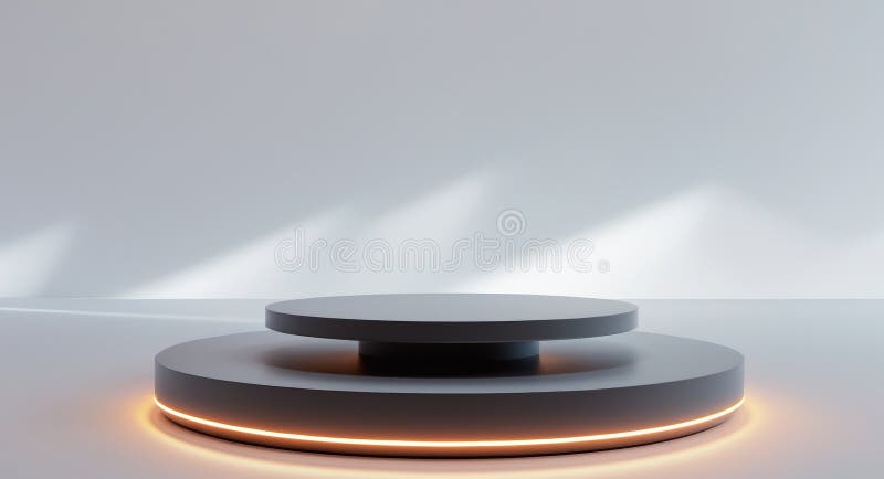 Rotating Display Platform with Orange LED Lights. Stock Image - Image ...