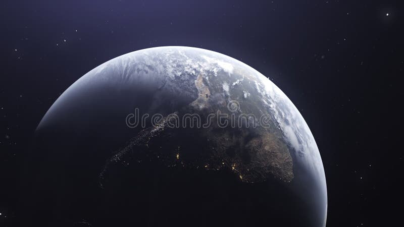 Rotating Earth with Change of Day. Motion. 3D Model of Natural Planet ...