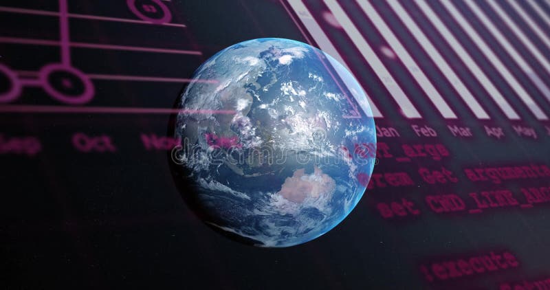 Rotating Earth with Data Processing Animation Over Calendar and Code Background Stock Video ...