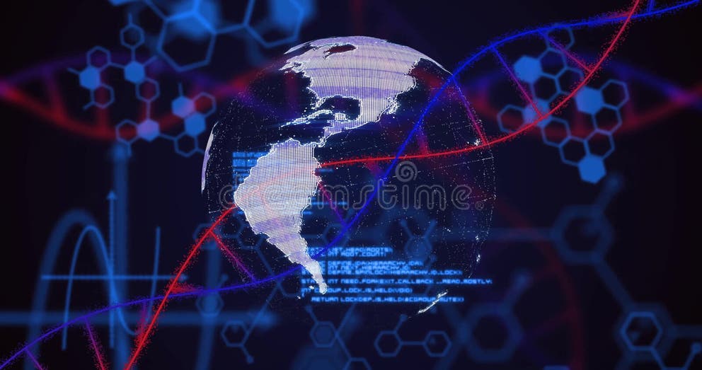 Rotating Earth with DNA Strands and Hexagonal Patterns, Scientific Data ...
