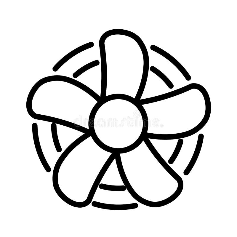 Rotating Fan Minimal Black and White Outline Icon. Flat Vector ...