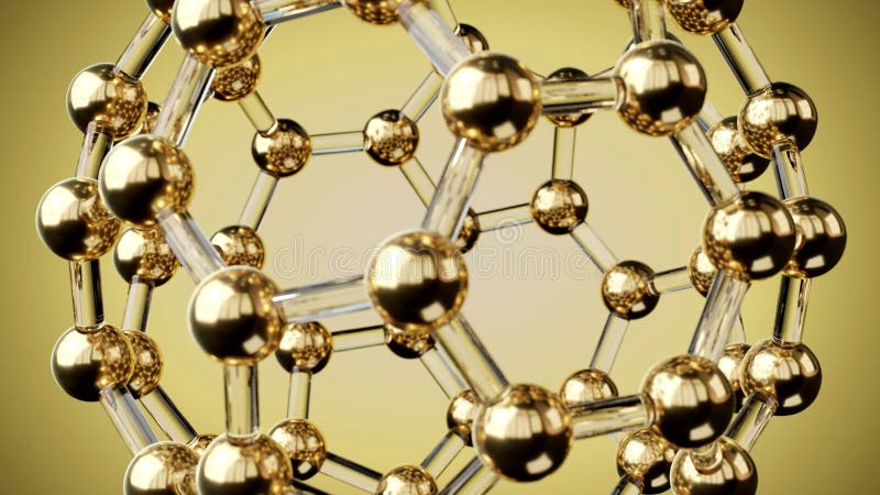 Rotating Fullerene Carbon Molecule, Wireframe Structure Stock Footage ...