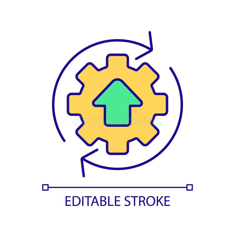 Rotating Gear with Upward Arrow RGB Color Icon Stock Vector ...