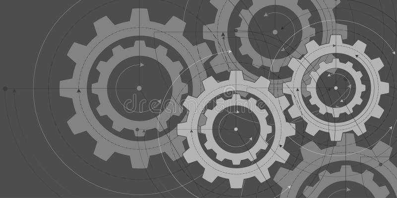 Rotating Gears. Engineering Industry. Technology Banner. Vector ...