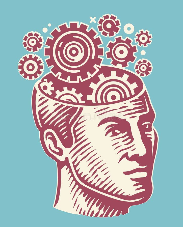 Rotating Gears in Head. Thinking Brain, Brainstorming, Thoughts Concept ...