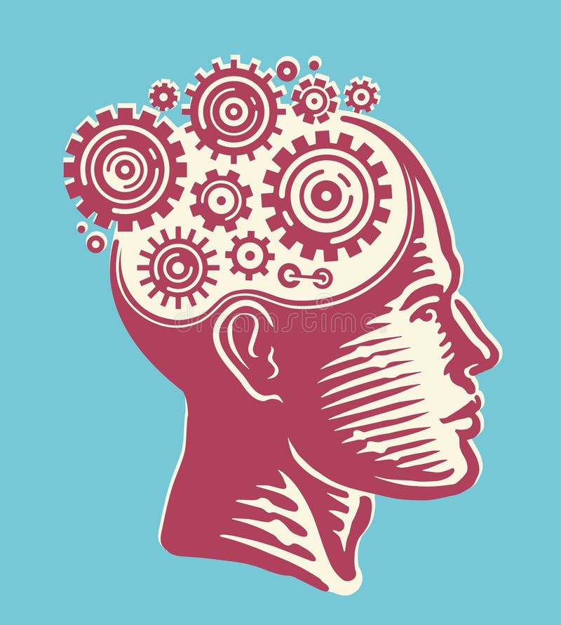 Rotating Gears in Head. Thinking Brain, Brainstorming, Thoughts Concept ...