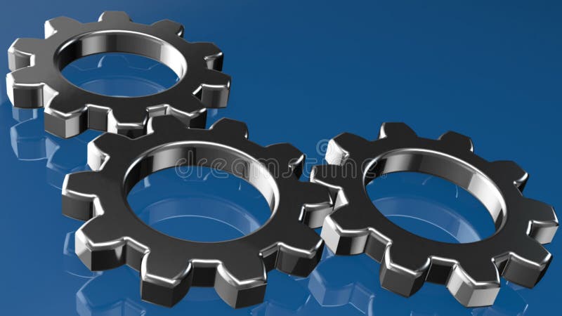 Rotating Gears in Silver Color on Blue Stock Video - Video of color ...