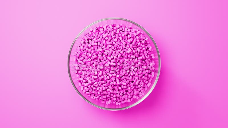 Rotating Glass Bowl with Pink Plastic Polypropylene Granules ...