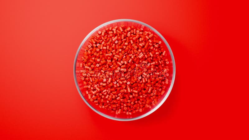 Rotating Glass Bowl with Red Plastic Polypropylene Granules ...
