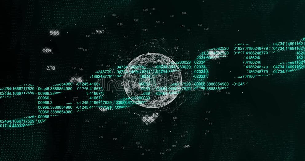 Rotating Globe with Binary Coding and Data Processing Image Stock Photo - Image of intelligence ...