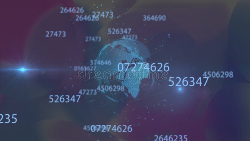 Rotating Globe Displaying Floating Numbers and Digital Data in ... Rotating Globe Displaying Floating Numbers and Digital Data in ...