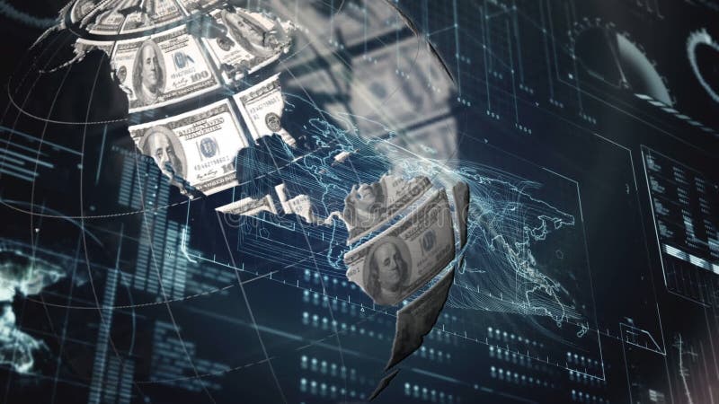 Rotating Globe with Dollar Bills Stock Footage - Video of financial ...