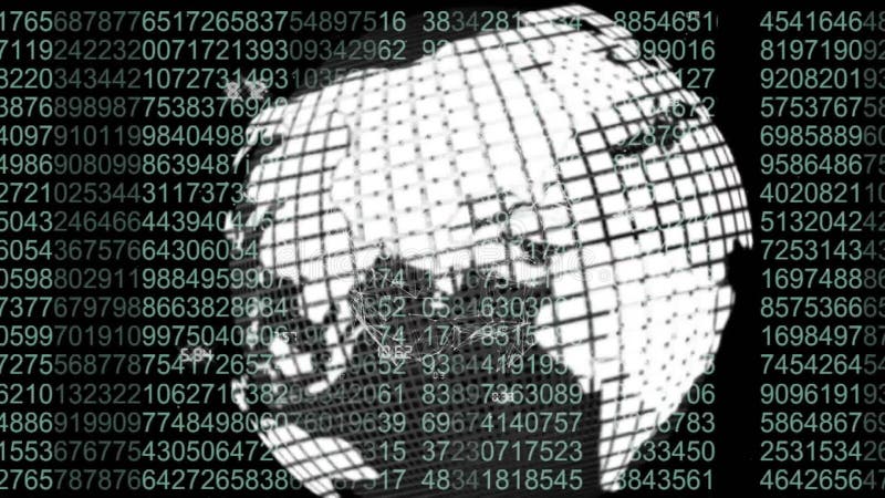Rotating Globe with Grid Lines and Numbers, Data Processing Animation Stock Footage - Video of ...