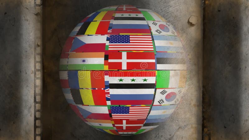 Rotating Globe Made of National Flags Stock Footage - Video of flags ...