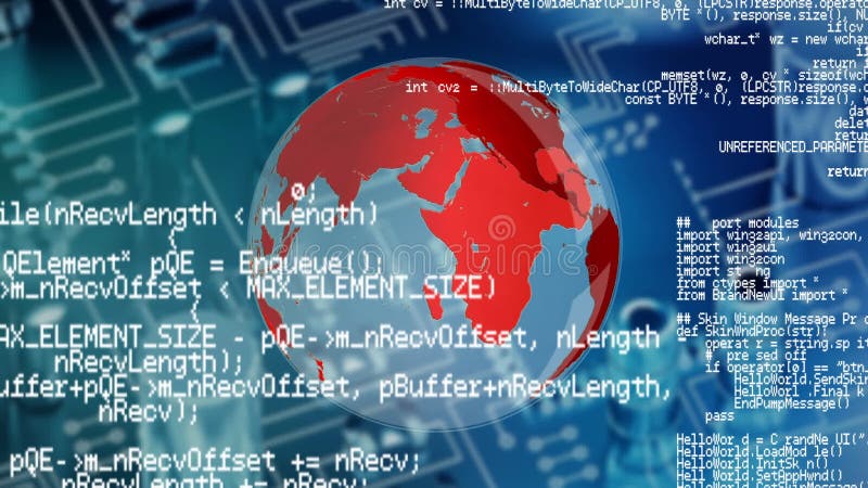 Rotating Globe with Programming Codes Stock Video - Video of digitally ...