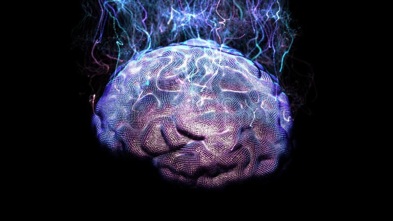 Rotating Glowing Human Brain with Colorful Smoke Curls Stock Video ...