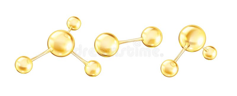 Rotating Golden Collagen Molecules Realistic Color Icons Set Stock ...