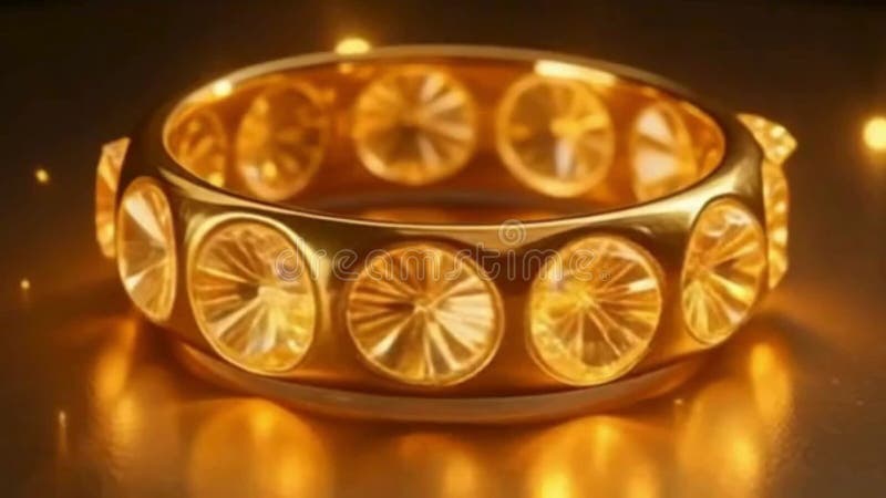 Rotating Golden Ring with Floating Gems in Zero Gravity Stock Footage ...