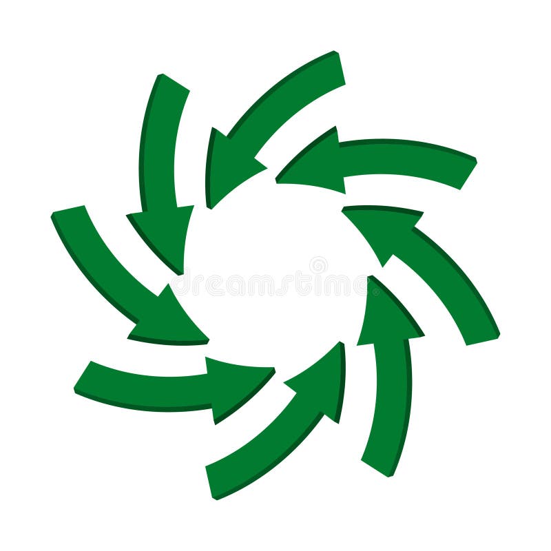 Rotating Green Arrows Point Inwards, Inside. Abstract Shape with Green ...