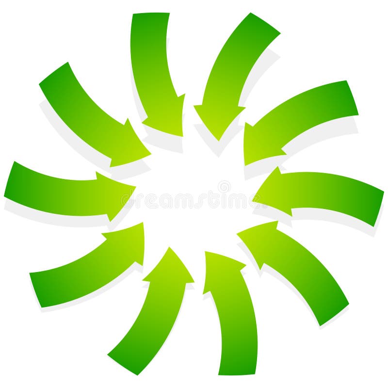 Rotating Green Arrows Point Inwards / Inside. Abstract Shape Wit Stock ...