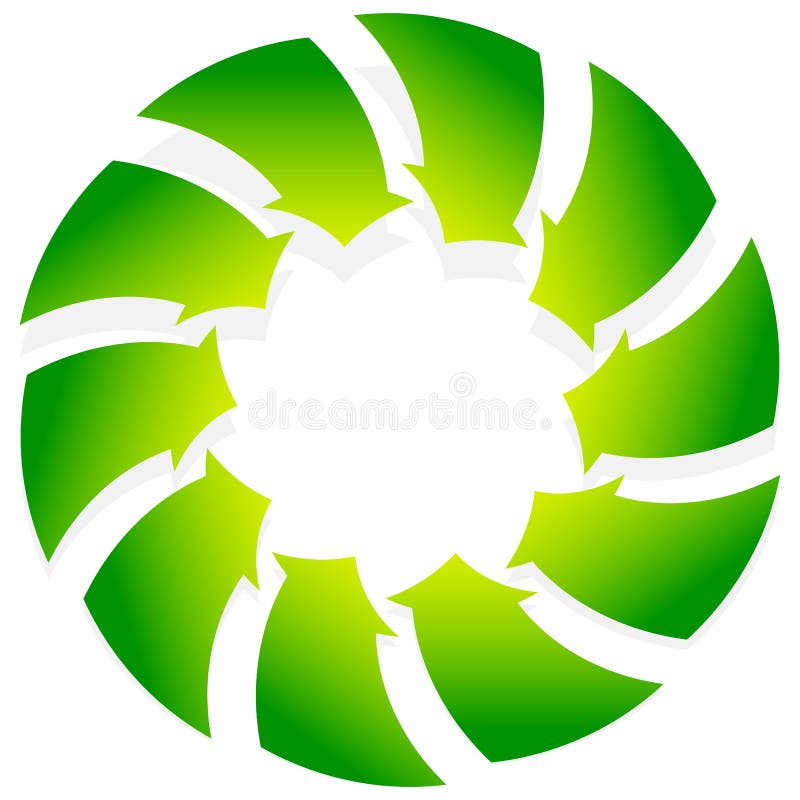 Rotating Green Arrows Point Inwards / Inside. Abstract Shape Wit Stock ...