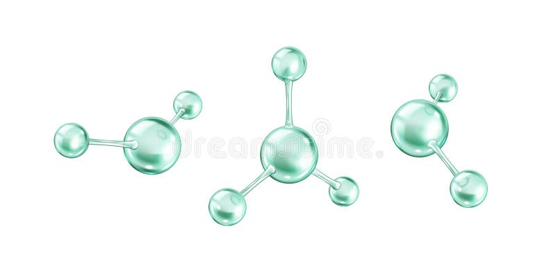 Rotating Green Collagen Molecules Realistic Color Icons Set Stock ...