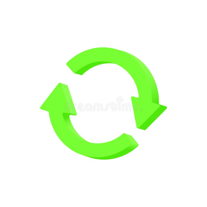 Rotating Green 3d Arrows Isolated on White Background. Stock Vector ...