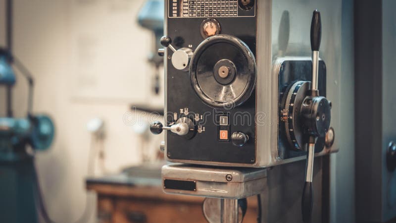 Rotating Handle Lathe Machine Tool Stock Image - Image of machine ...