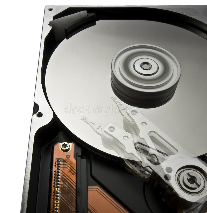 Rotating Hard Disk Drive with Moving Head Stock Photo - Image of ...