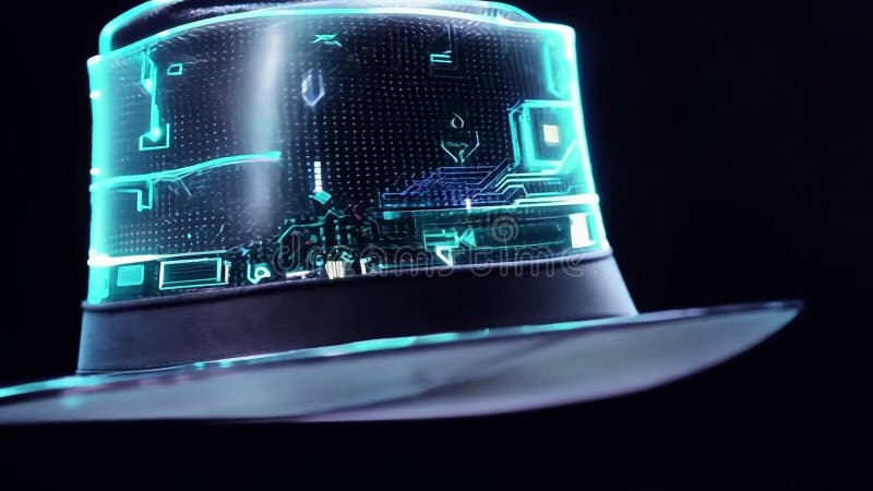 Futuristic Neon Circuit Pattern Rotating Hat Stock Footage - Video of ...