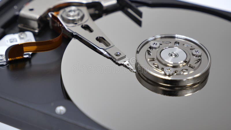 Rotating Hard Disk Drive with Moving Head Stock Photo - Image of ...