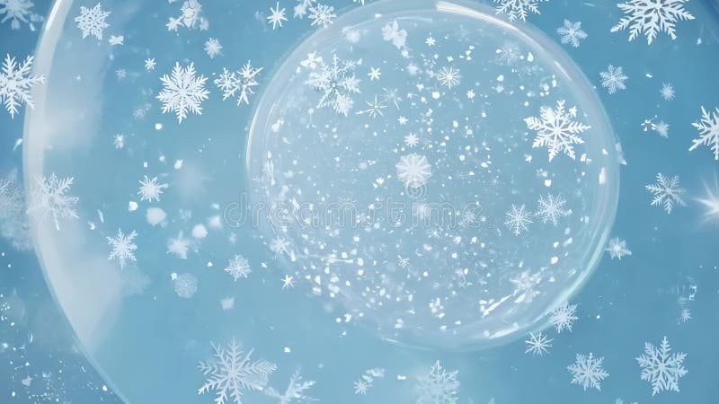 Rotating Ice Solid Background with Scattered Snowflakes Creating a ...
