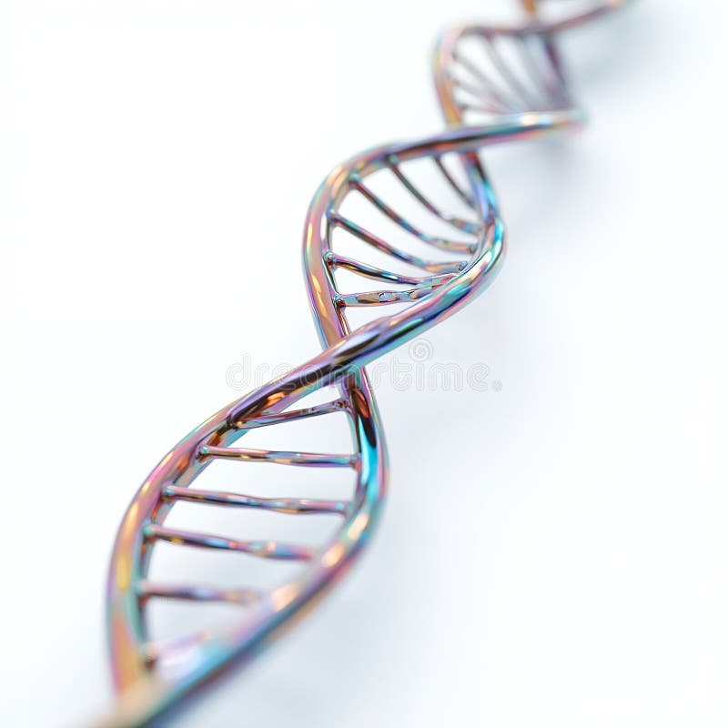 Rotating Iridescent DNA Helix on White Background for Scientific ...