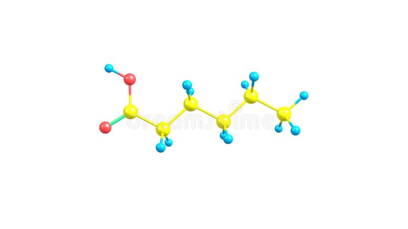 Rotating Isolated Hexanoic Acid Molecule Video Stock Footage - Video of ...