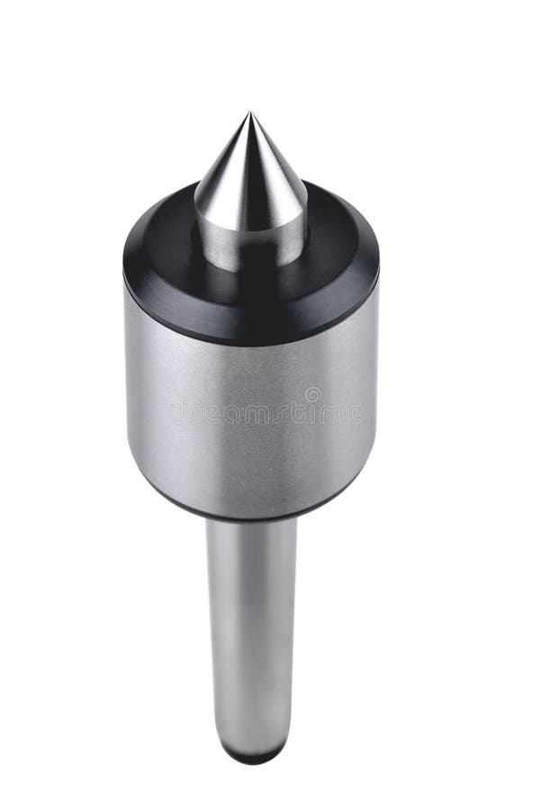 Rotating Lathe Detail. Drill Bit Cutting Axial Hole in Metal Workpiece ...