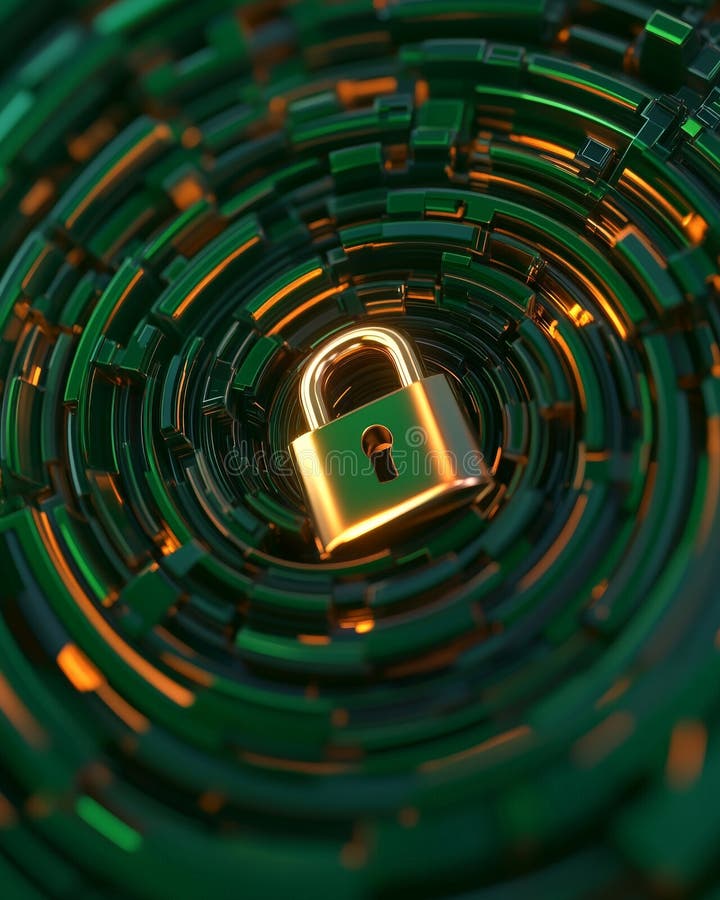 Rotating Lock Design Embedded within Concentric Glowing Circuits ...