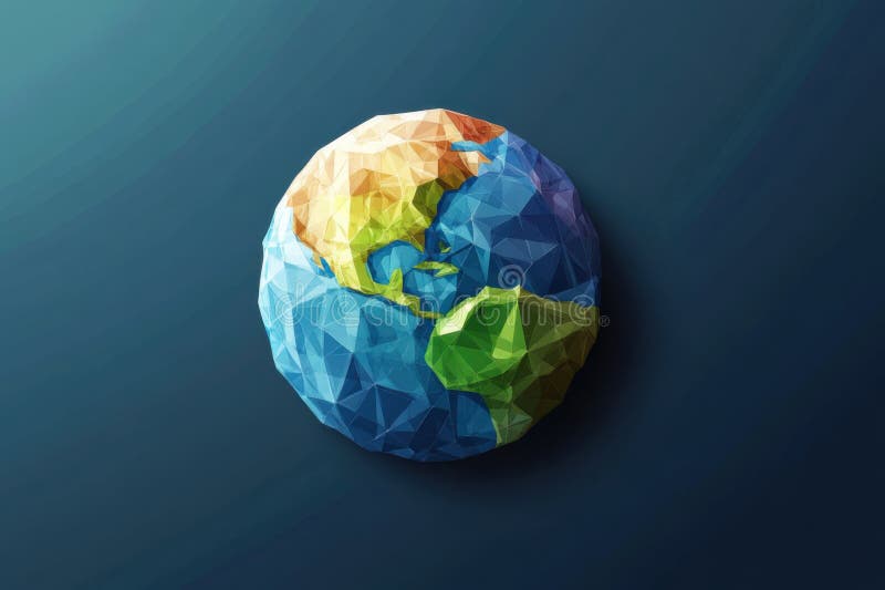 Colorful Low Poly Earth Globe Rotating in Space, Representing Global ...