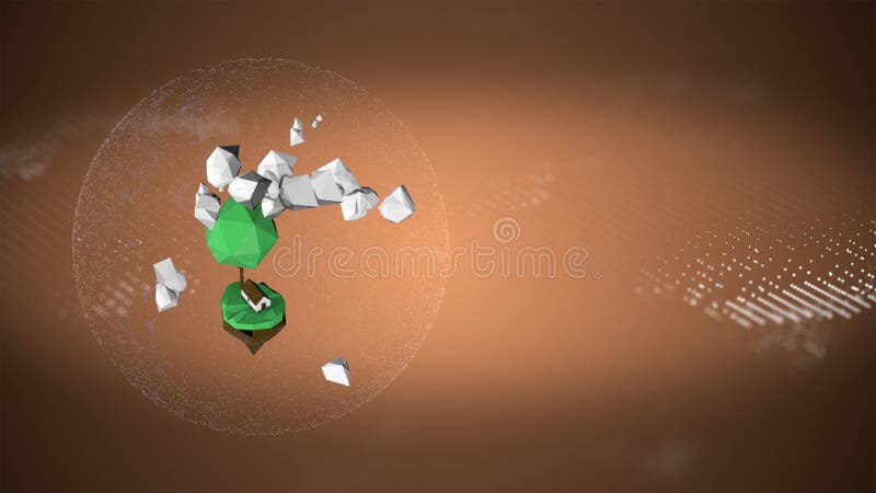 Rotating Low Poly Island with Alpha Channel on Brown Background. Stock ...