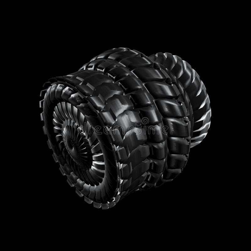 Rotating Machine Gear Isolated on Black Background Stock Illustration ...