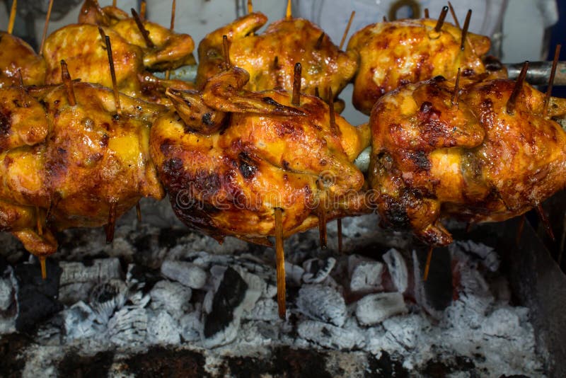Rotating Machine are Grilled Chicken Stock Photo - Image of roast ...