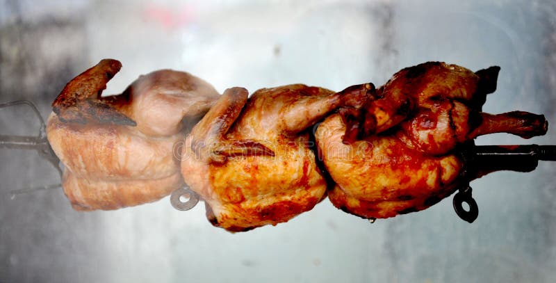 Rotating Machine are Grilled Chicken Stock Photo - Image of roast ...