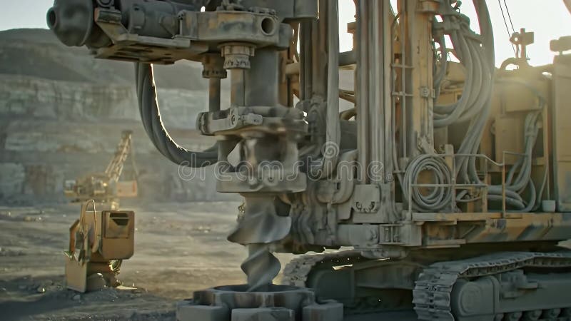 Rotating Massive Drilling Rig with Shallow Depth of Field Lens on Drill ...