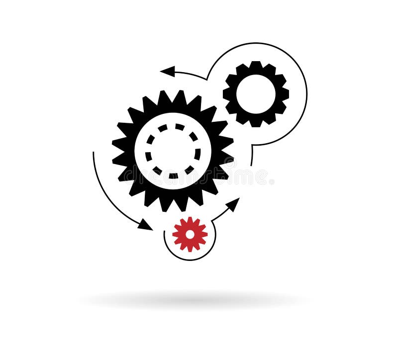 Rotating Mechanical Gear Connection Tech Icon Line Art Stock Vector ...