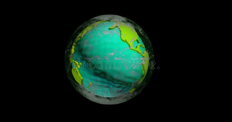 Rotating Model of the Continents of Planet Earth , Alpha Channel Stock ...