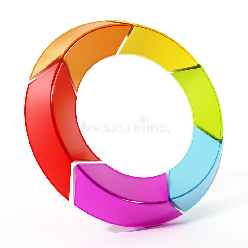 Rotating Multi Colored Arrows Forming a Circle. 3D Illustration Stock ...