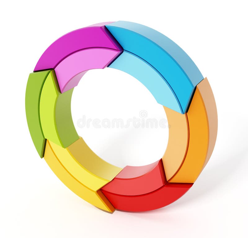 Rotating Multi Colored Arrows Forming a Circle. 3D Illustration Stock ...