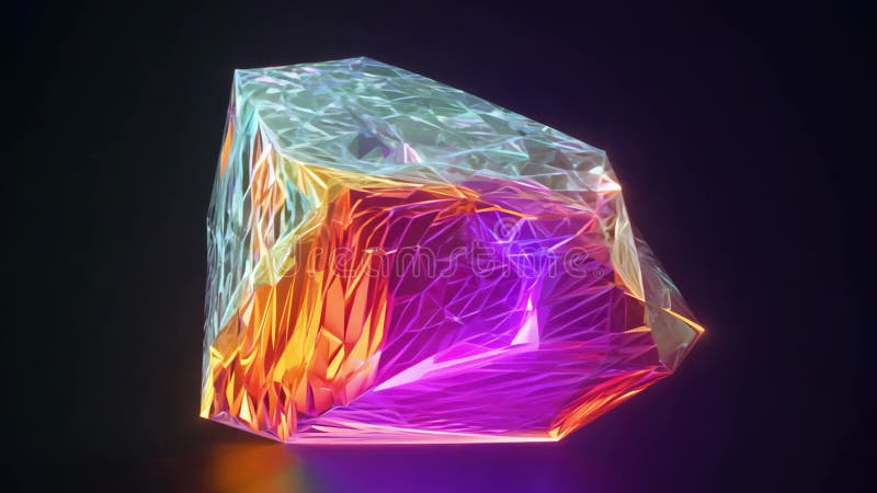 Rotating Multicolored Crystal on Black Background Stock Video - Video ...